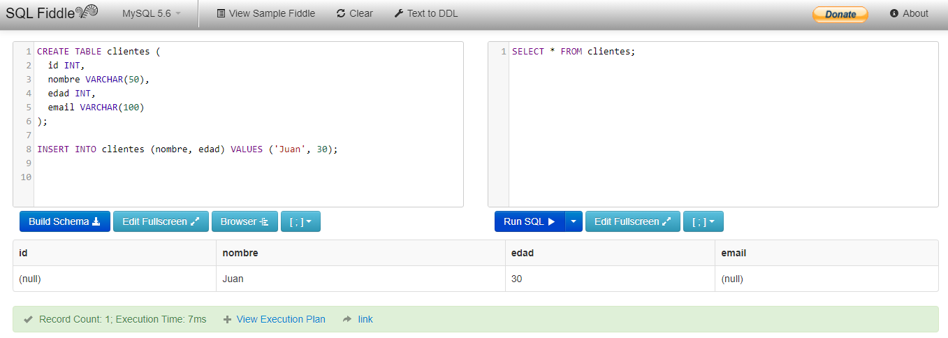 Consistencia de instrucciones SQL Básicas: Create Table, Insert y ...